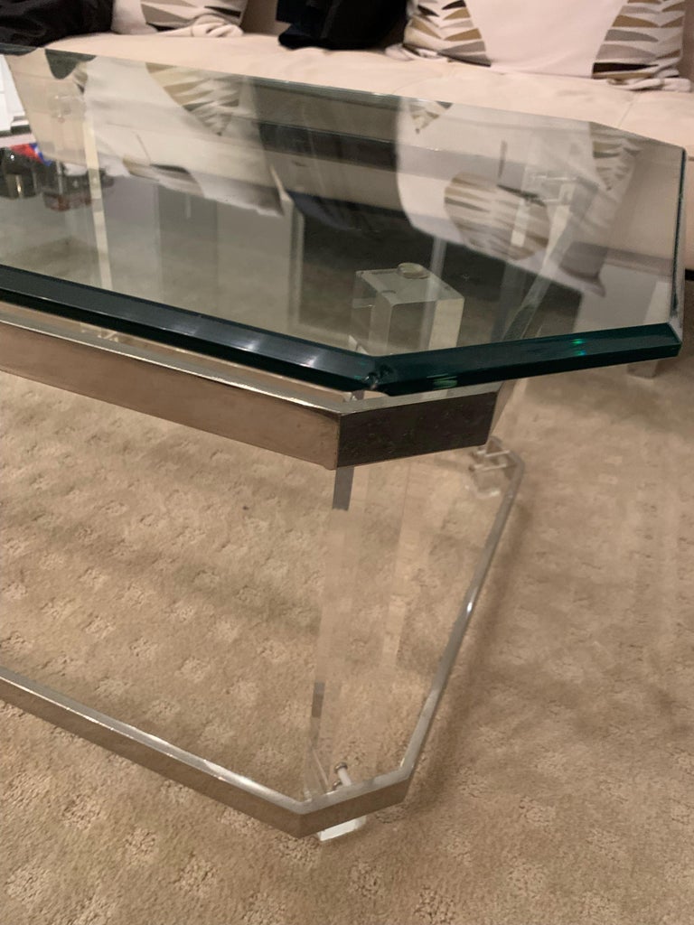 Rectangular Lucite and Chrome Cocktail Table, Charles Hollis Jones ...