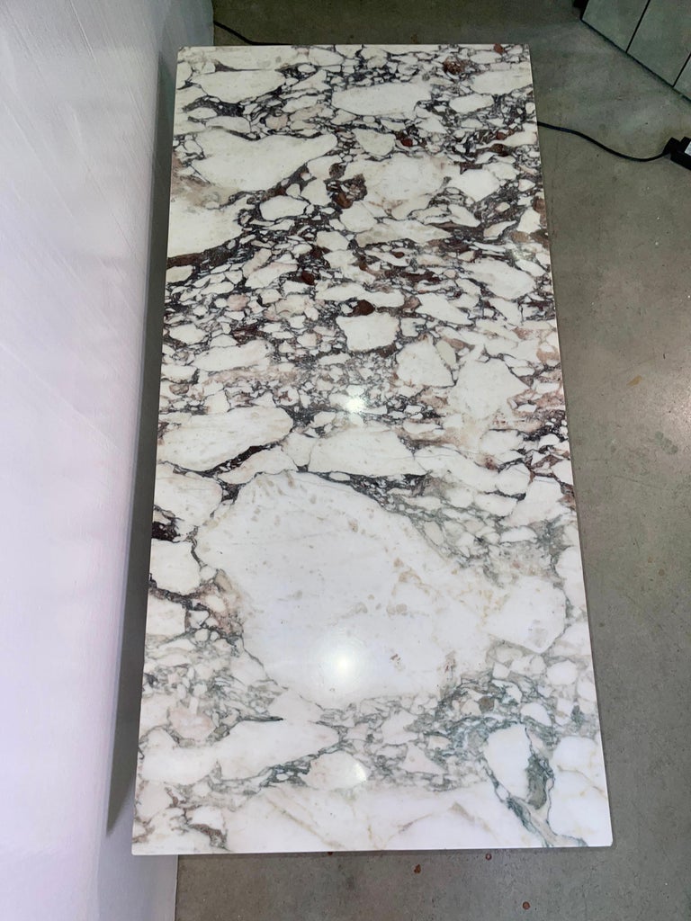 Rectangular Marble Cocktail Table on Chrome Base at 1stDibs