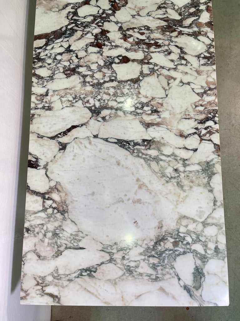 Rectangular Marble Cocktail Table on Chrome Base at 1stDibs