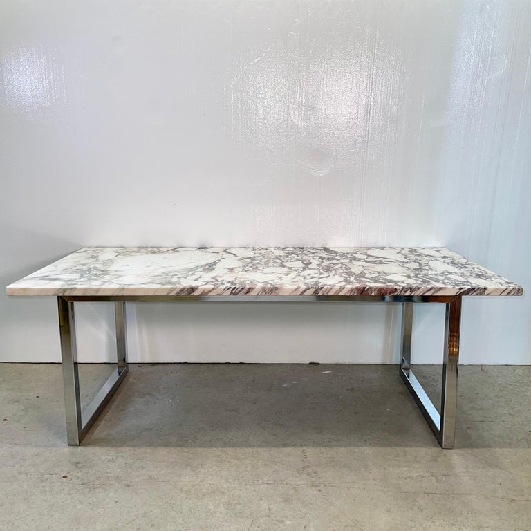 Rectangular Marble Cocktail Table on Chrome Base at 1stDibs