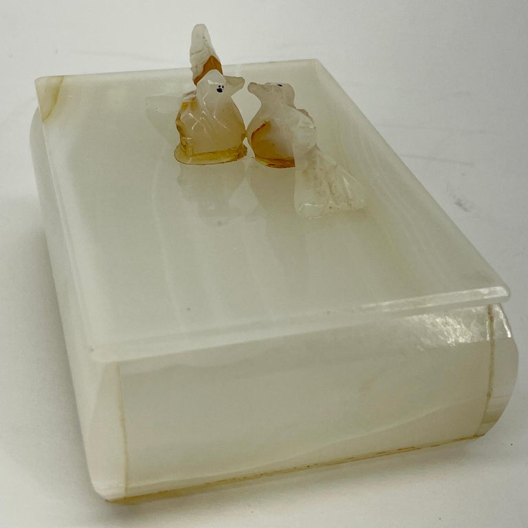 Rectangular Marble Jewelry Trinket Box with Two Love Birds For Sale at ...