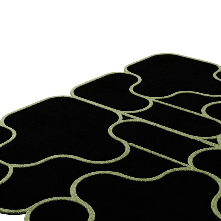 Modern Memphis Design Rectangular Shape Abstract Hand-Tufted Rug Black ...