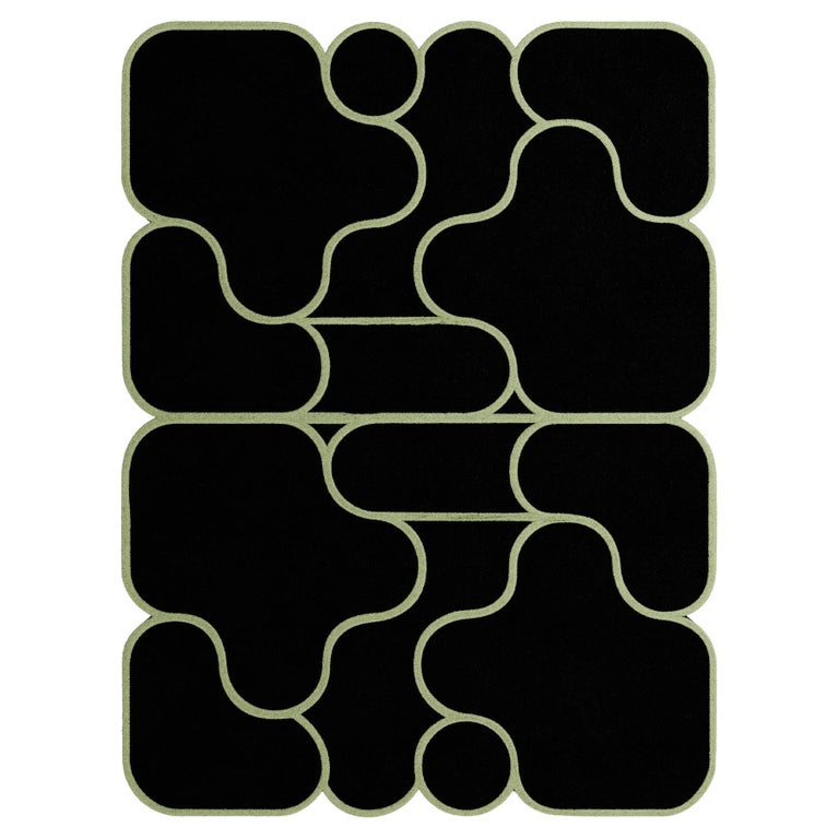 Modern Memphis Design Rectangular Shape Abstract Hand-Tufted Rug Black ...