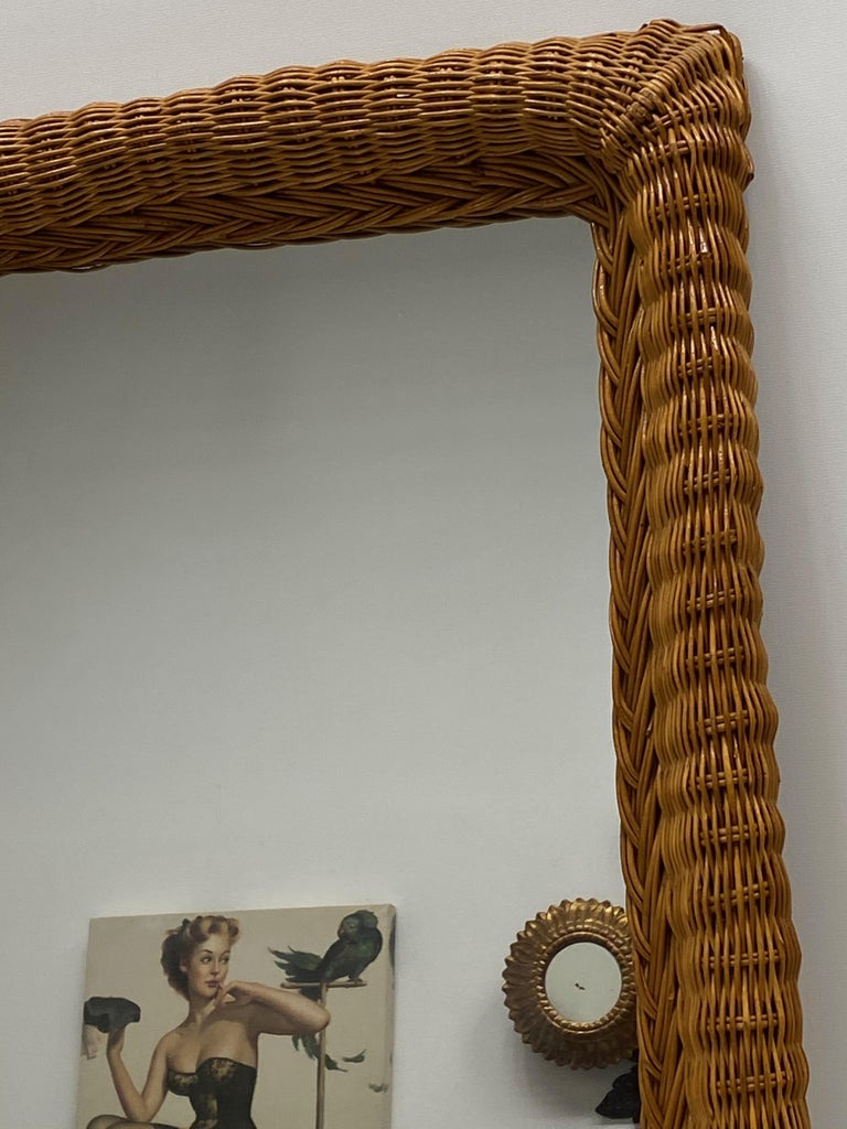 Rectangular Mid-Century Modern Handcrafted Wicker Frame Mirror, Germany ...