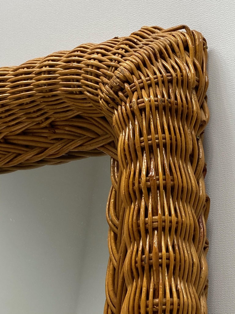 Rectangular Mid-Century Modern Handcrafted Wicker Frame Mirror, Germany ...