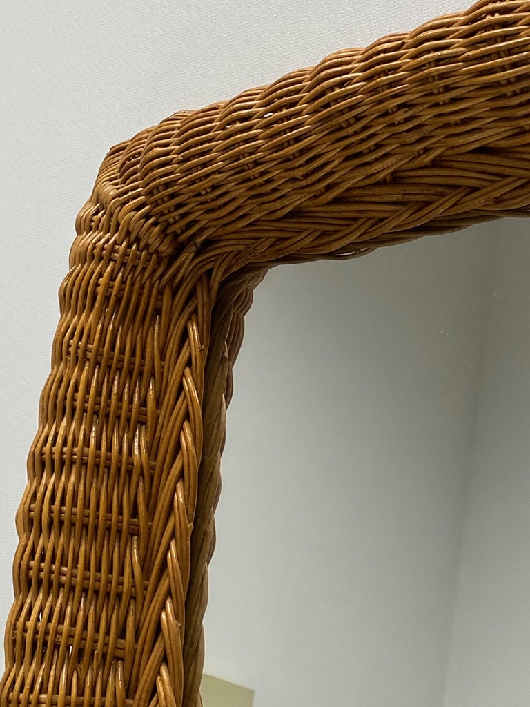 Rectangular Mid-Century Modern Handcrafted Wicker Frame Mirror, Germany ...
