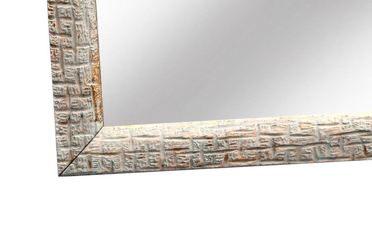 Rectangular Mirror with Geometric Etched Gesso For Sale at 1stDibs