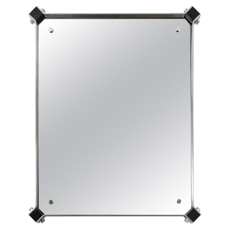Rectangular Mirror with Stainless Steel Surround with Black Corner ...