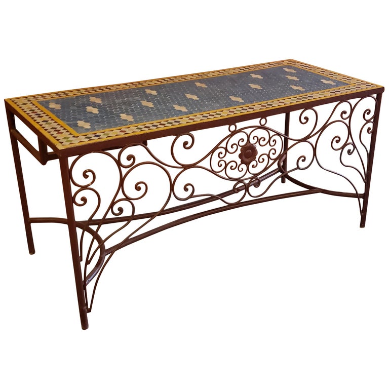 Rectangular Moroccan Mosaic Work Desk For Sale at 1stDibs | rectangular ...