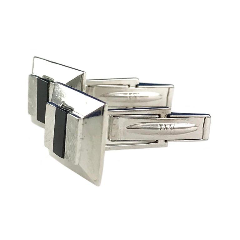 Rectangular Onyx White Gold Cufflinks For Sale (Free Shipping) at 1stDibs