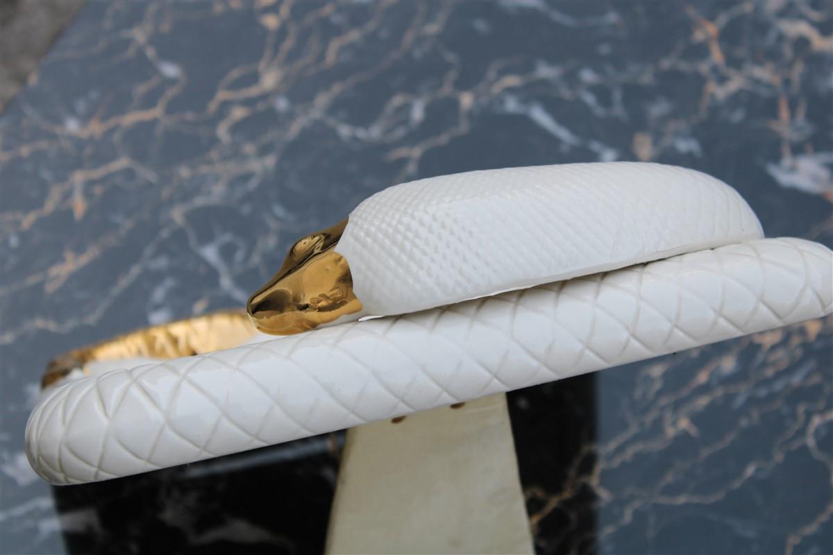 Rectangular Picture Frame Tommaso Barbi Ceramic White Snake Gold, 1970s ...