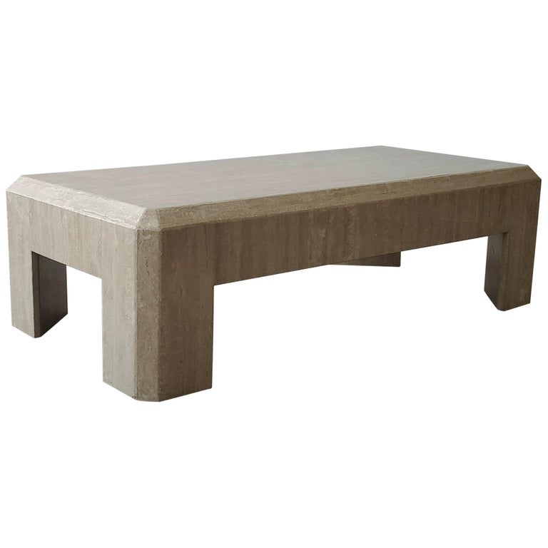Rectangular Postmodern Italian Travertine Coffee Table at 1stDibs