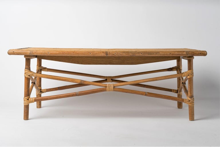 Rectangular Rattan Coffee Table, France, 1960's at 1stDibs
