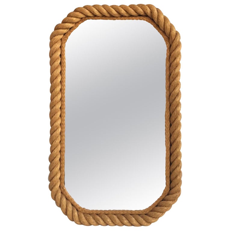 Mid-Century Rectangular Rope Mirror Adrien Audoux and Frida Minet For ...