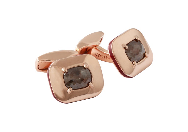 Rectangular Rose Cut Diamond Cufflinks 1.70 Carat Gold-Plated Limited ...