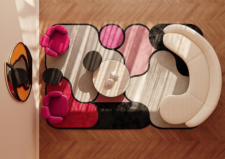 Memphis Design Style Rectangular Shape Hand-Tufted Rug Magenta, Pink ...