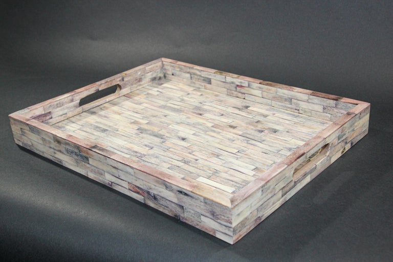Rectangular Tessellated White Bone Inlaid Serving Tray Made in India ...