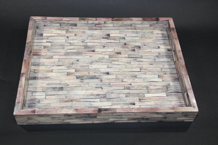 Rectangular Tessellated White Bone Inlaid Serving Tray Made in India ...