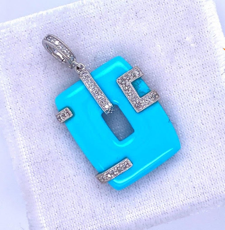 Rectangular Turquoise Pendant at 1stDibs
