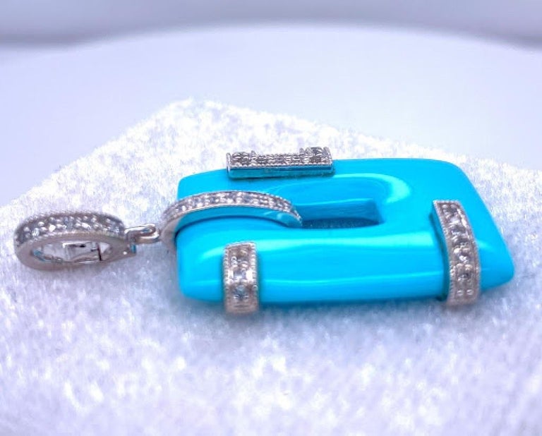 Rectangular Turquoise Pendant at 1stDibs