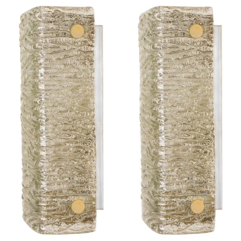 Rectangular Wave Glass Wall Lights by J.T. Kalmar, Austria, 1960s For ...