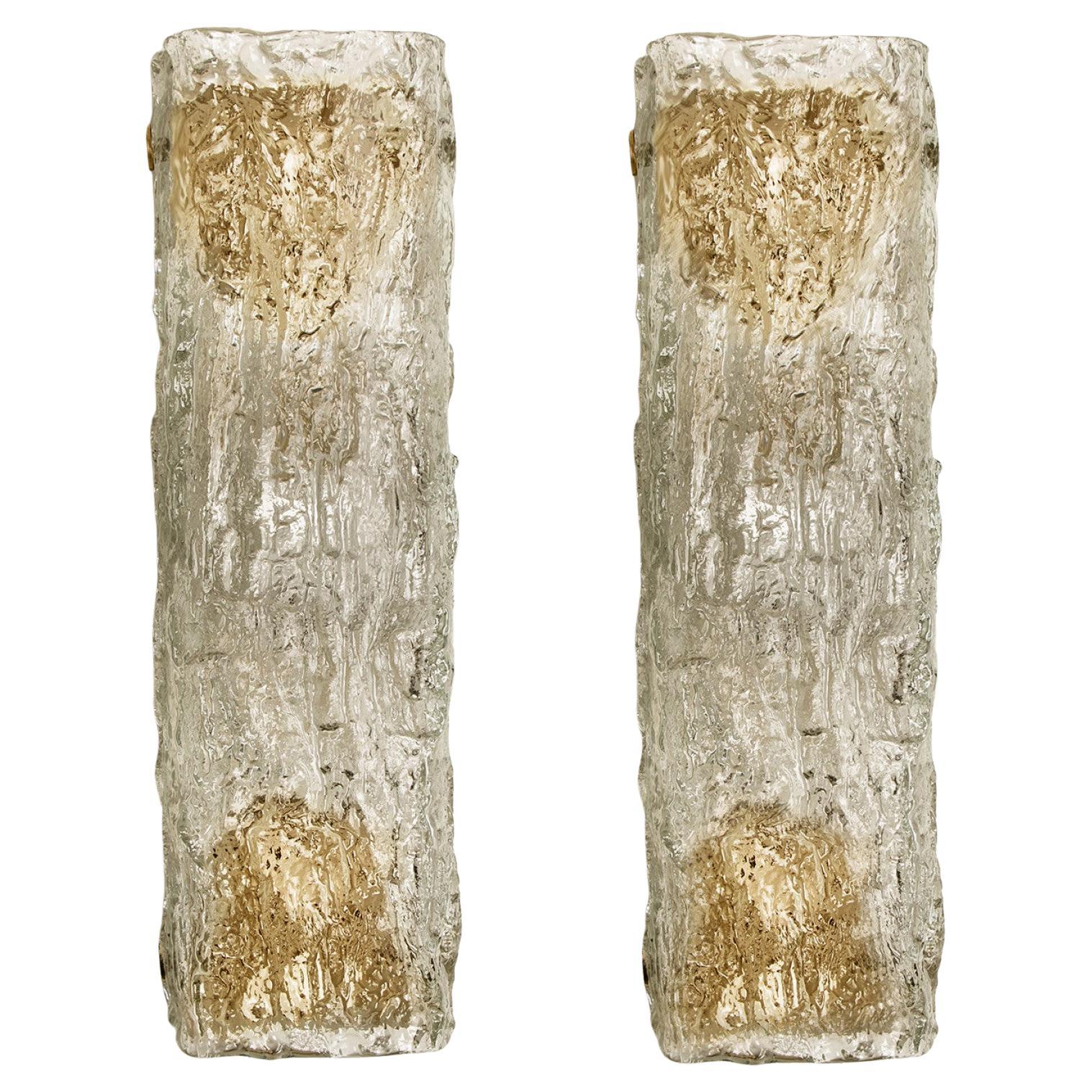 Rectangular Wave Glass Wall Lights by J.T. Kalmar, Austria, 1960s at ...