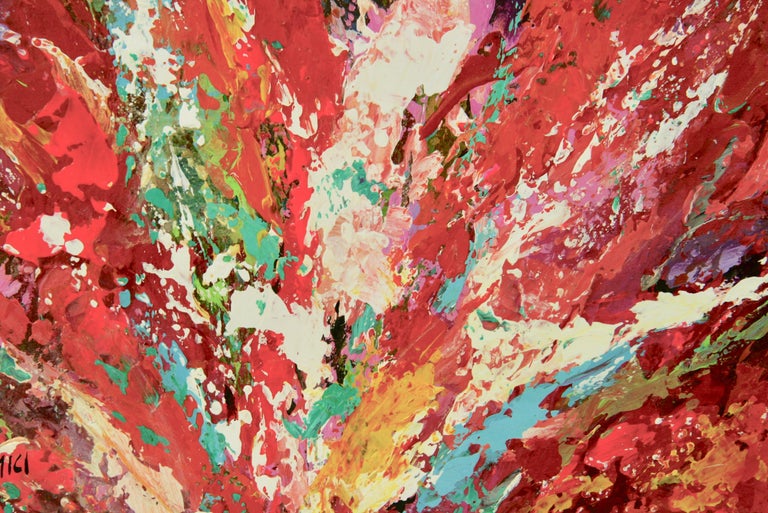 Red Abstract Palette Painting For Sale at 1stDibs