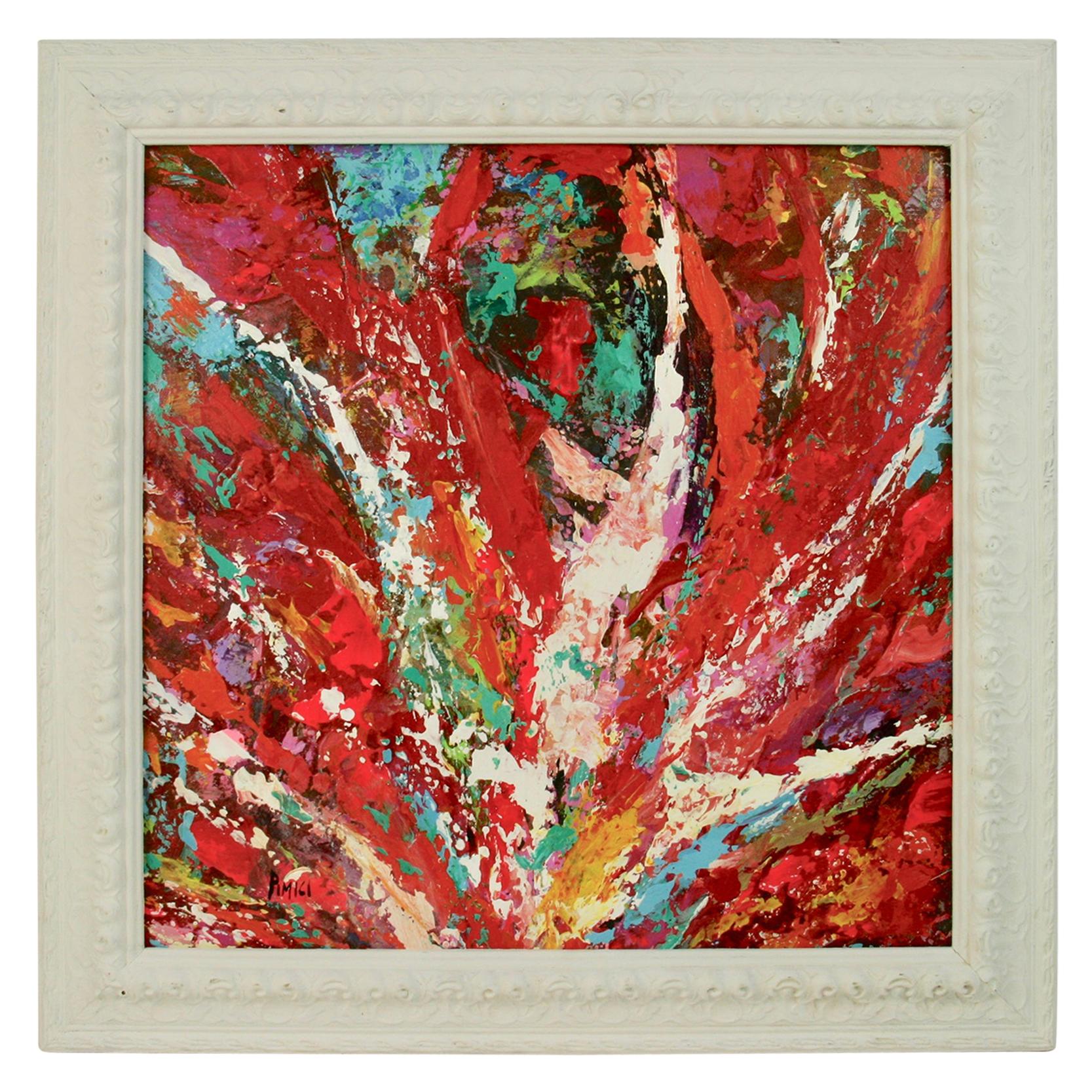 Red Abstract Palette Painting For Sale at 1stDibs