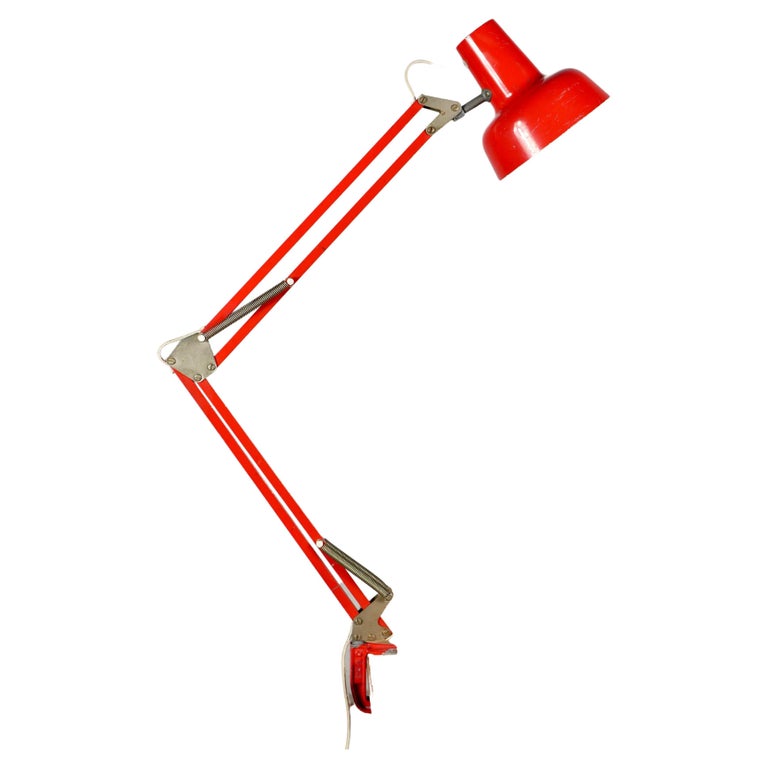 Red adjustable desk lamp from RDA 1970 For Sale at 1stDibs