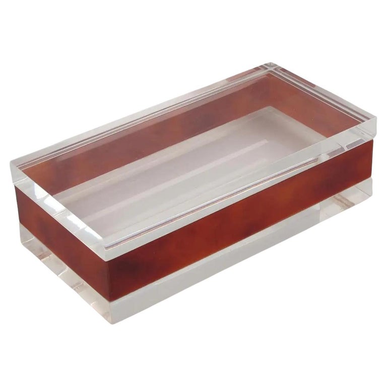 Red Amber and Clear Lucite Box, France 1970s For Sale at 1stDibs