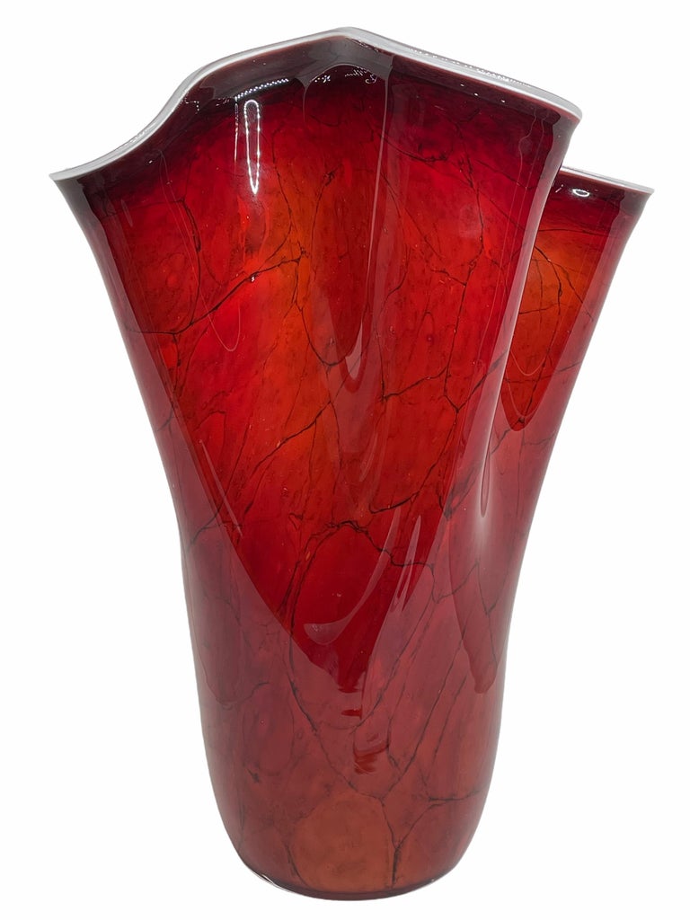 Red and Black Marble Style Glass Murano Vase, Modern, 1980s For Sale at ...