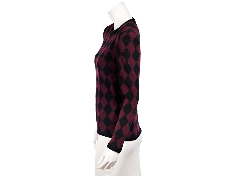 Red And Black Vintage Valentino Harlequin-Knit Sweater For Sale at 1stDibs