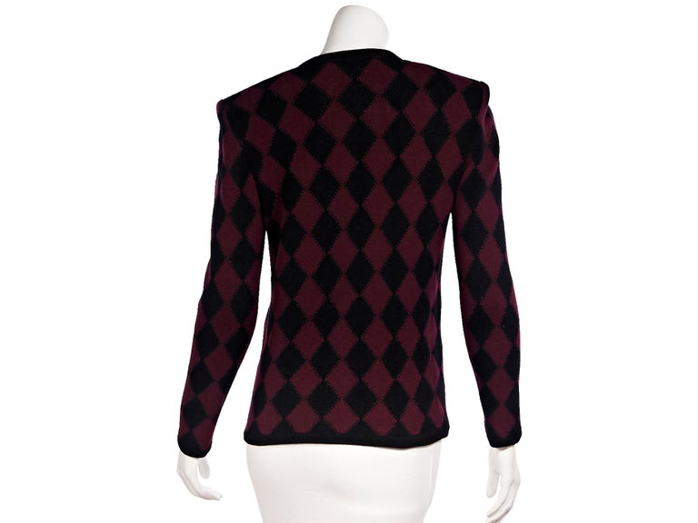 Red And Black Vintage Valentino Harlequin-Knit Sweater For Sale at 1stDibs