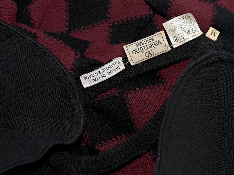 Red And Black Vintage Valentino Harlequin-Knit Sweater For Sale at 1stDibs