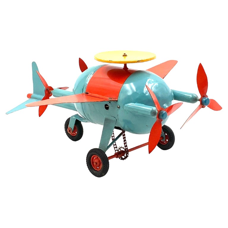 Red and blue airplane toy, France early 20th century For Sale at 1stDibs