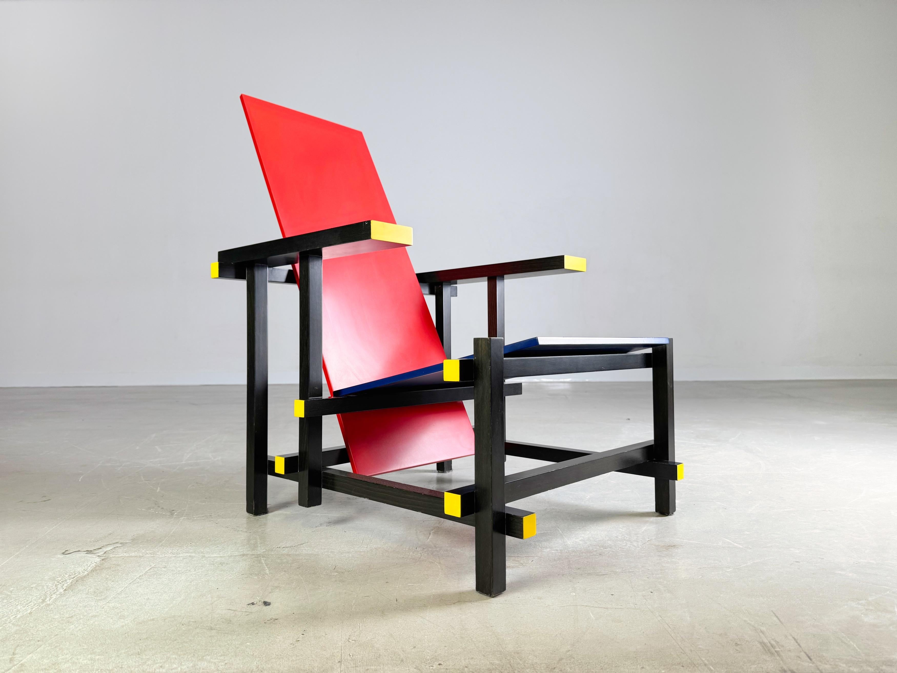 Red and Blue armchair Cassina Gerrit Rietveld Bauhaus For Sale at 1stDibs