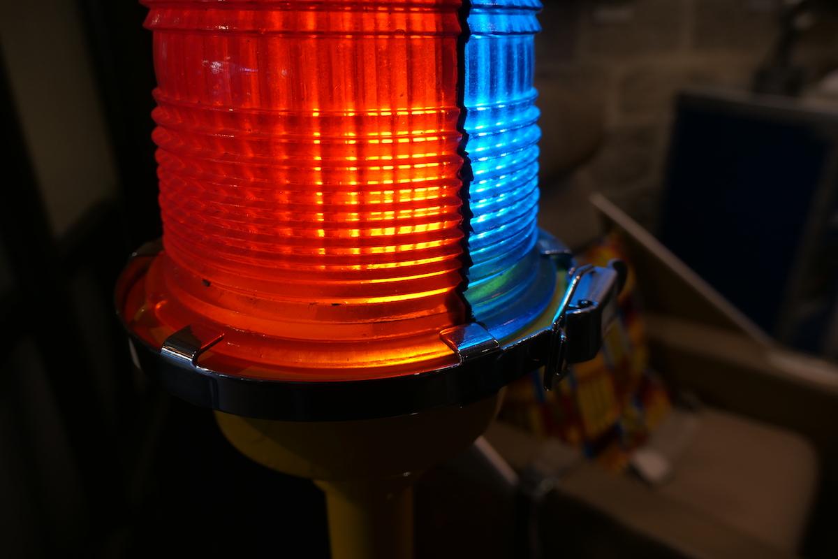 Red and Blue Aviation Runway Lamp For Sale at 1stDibs