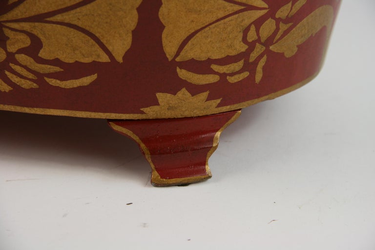 Red and Gilt Metal Cachepot or Magazine Rack/Garden Planter For Sale at ...