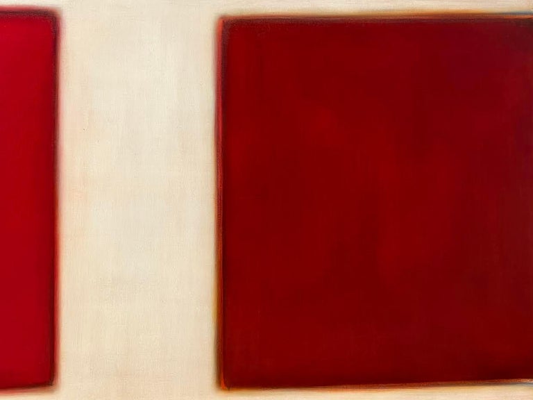 Red and White Abstract Oil Painting by Lutz For Sale at 1stDibs