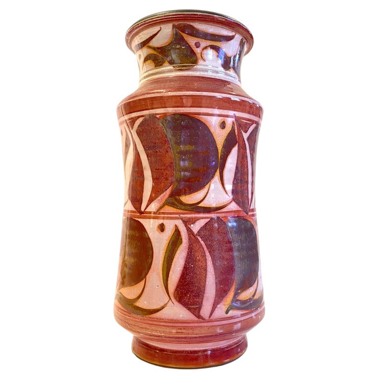 Red and White Ceramic Bottle by Alan Caiger Smith For Sale at 1stDibs