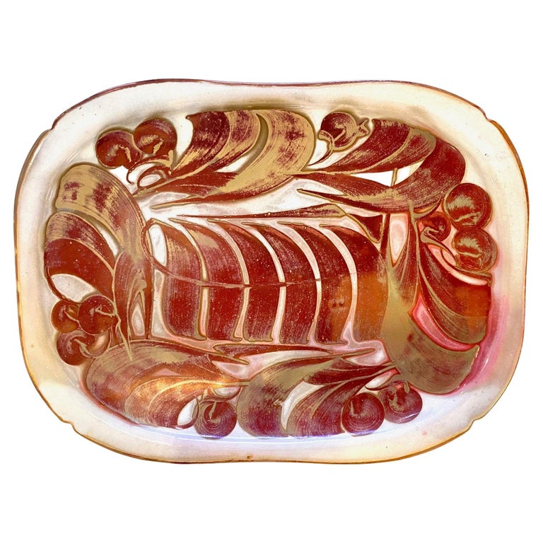 Red and White Ceramic Plater by Alan Caiger Smith For Sale at 1stDibs