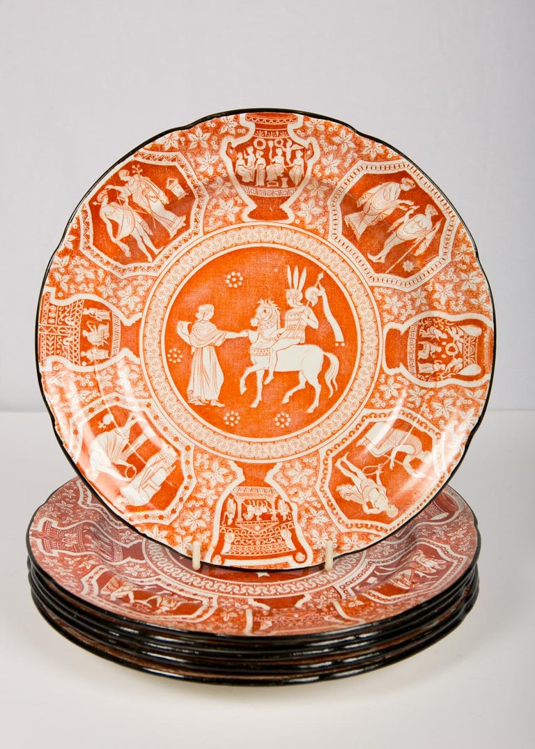 Red Antique Greek Ware Dishes Eight in a Neoclassical Pattern in Stock ...
