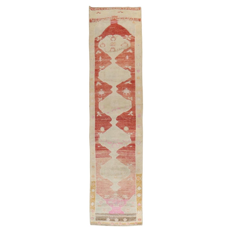 Red Antique Narrow Turkish Runner For Sale at 1stDibs