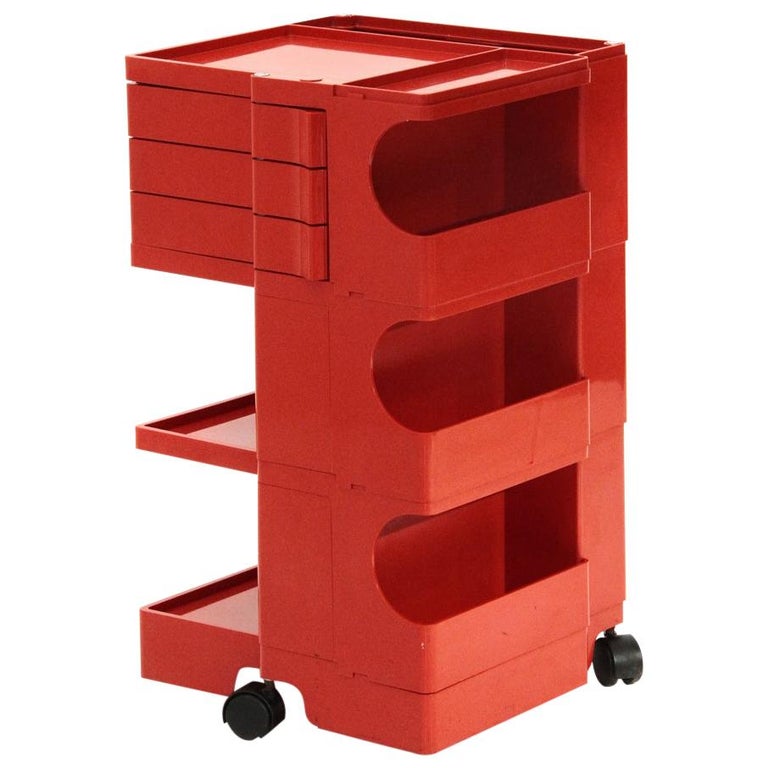 Red "Boby" Trolley by Joe Colombo for Bieffeplast, 1960s at 1stDibs