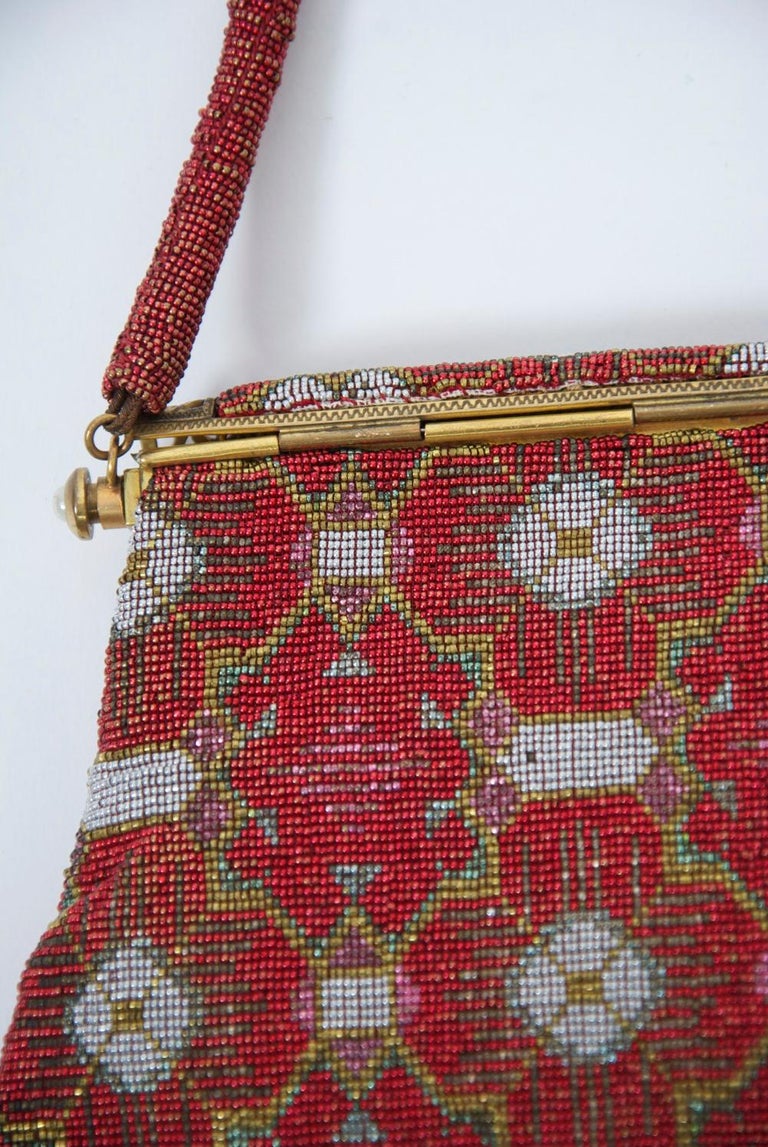 Red Beaded Evening Bag, France For Sale at 1stDibs | red evening bag ...