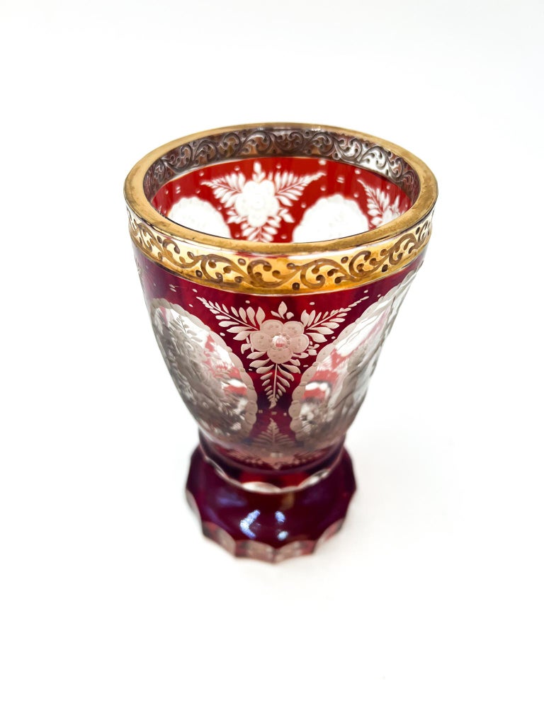 Red Biedermeier Crystal Glass from the 1800s For Sale at 1stDibs