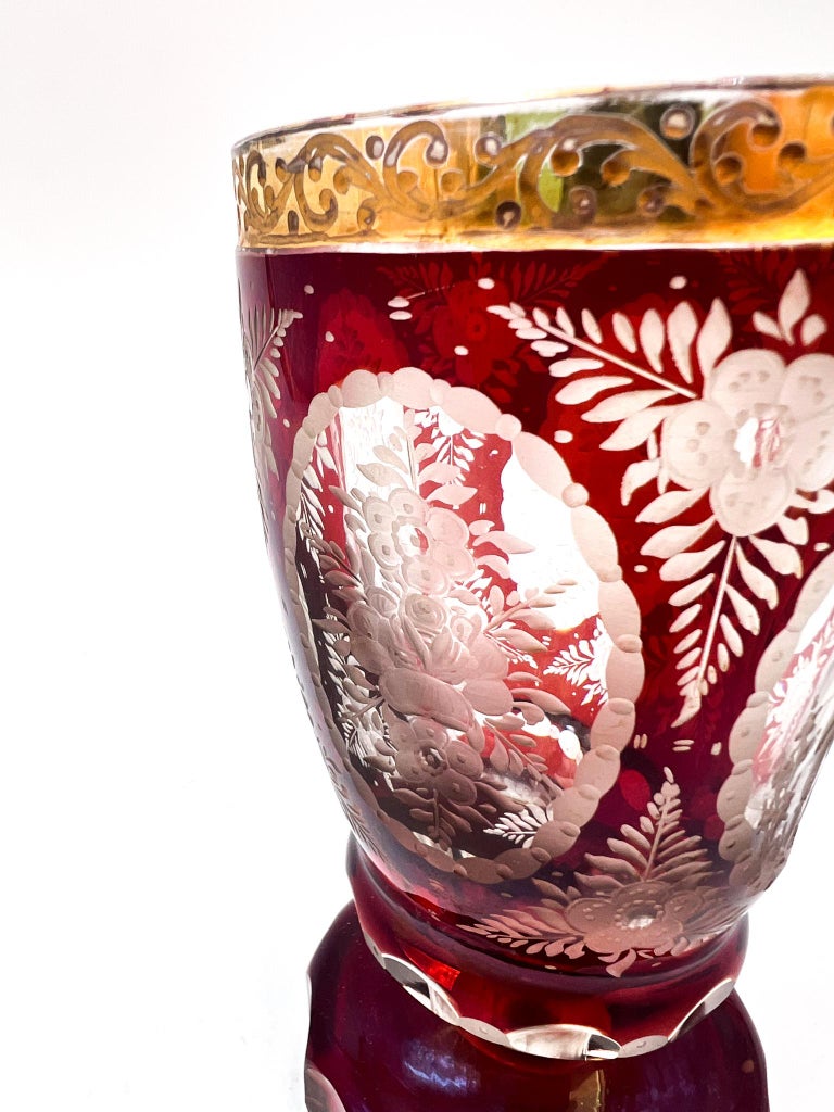 Red Biedermeier Crystal Glass from the 1800s For Sale at 1stDibs
