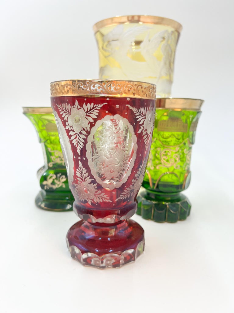 Red Biedermeier Crystal Glass from the 1800s For Sale at 1stDibs
