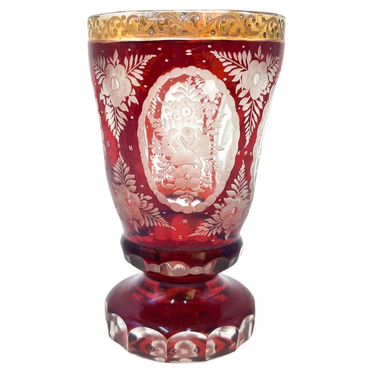 Red Biedermeier Crystal Glass from the 1800s For Sale at 1stDibs