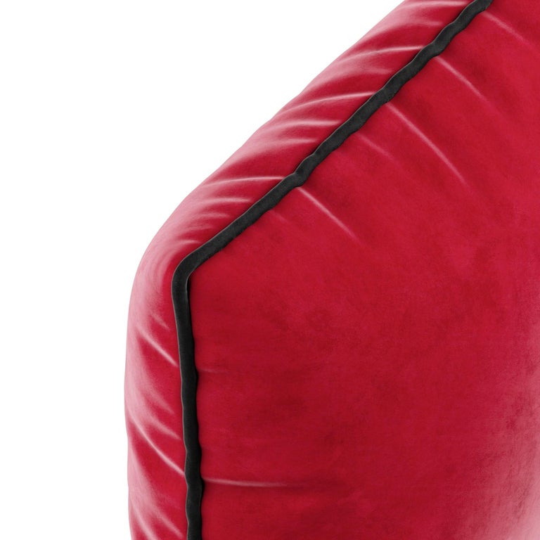 Red Black Square, Red and Black Modern Cushion Double Side in Soft ...